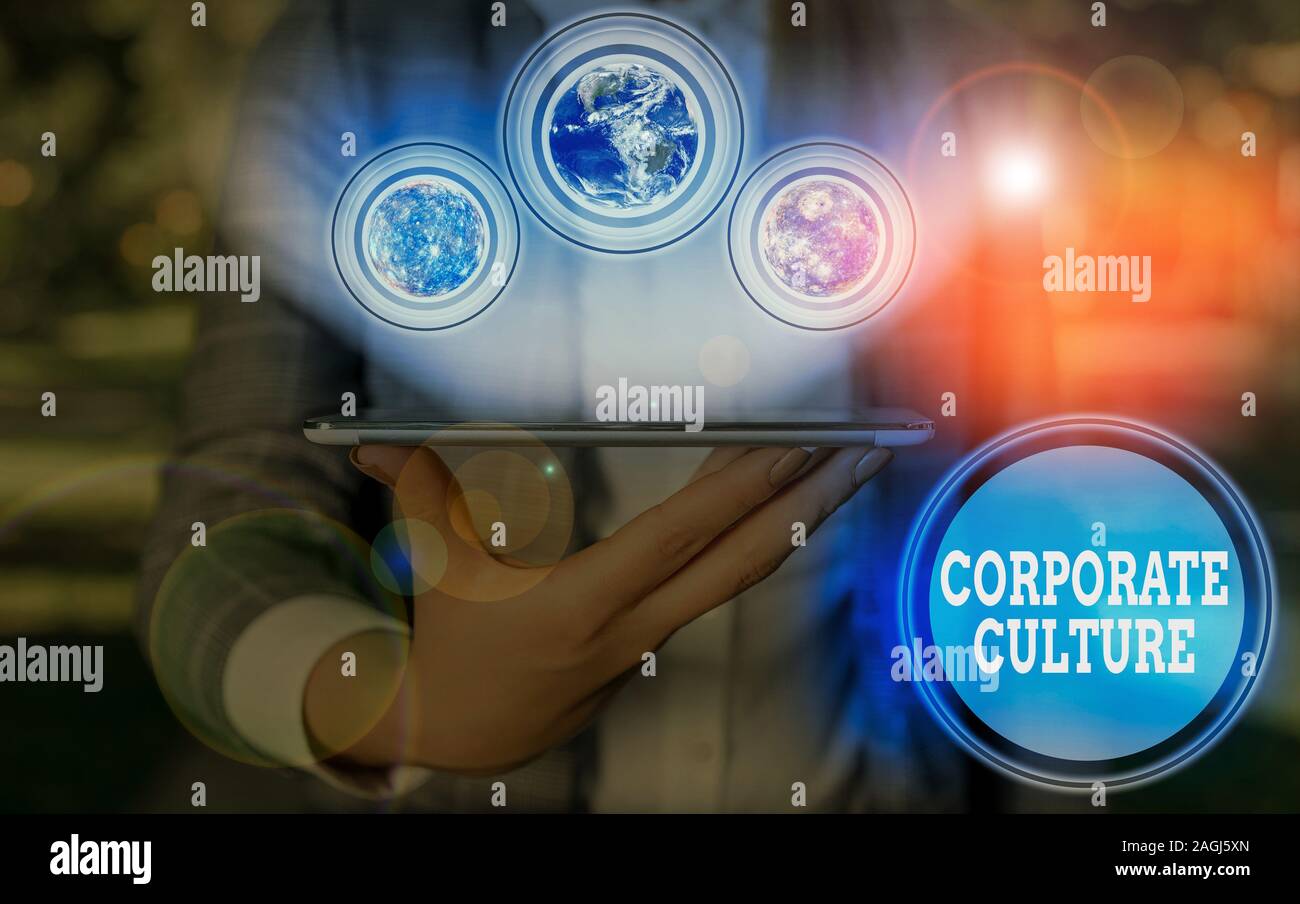Writing note showing Corporate Culture. Business concept for beliefs ...