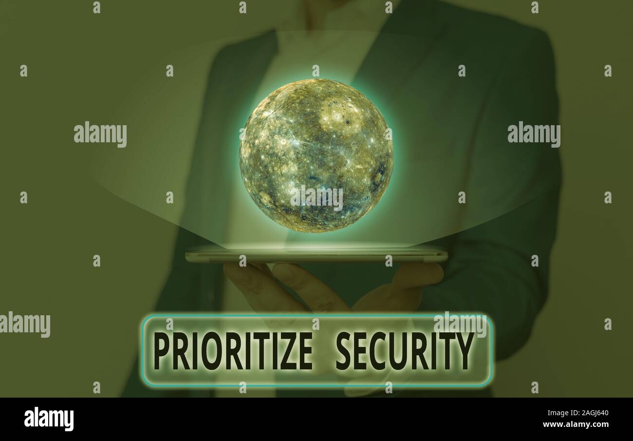 Word writing text Prioritize Security. Business photo showcasing ...