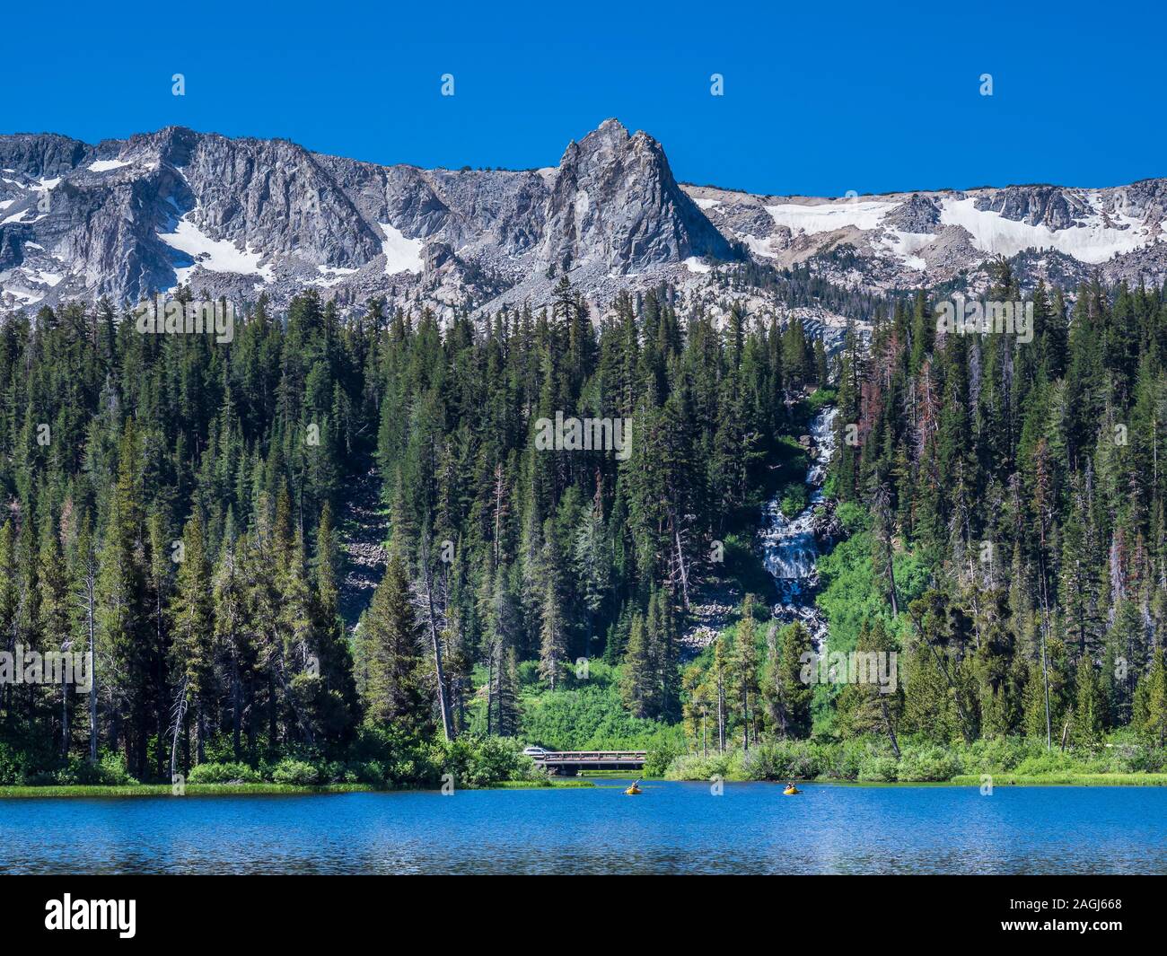 Twin Lakes and Twin Lakes Falls, Mammoth Lakes, California Stock Photo ...