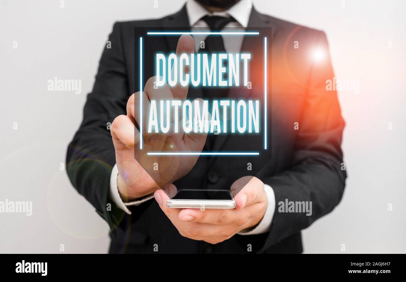 Conceptual Hand Writing Showing Document Automation Concept Meaning Workflows That Assist In