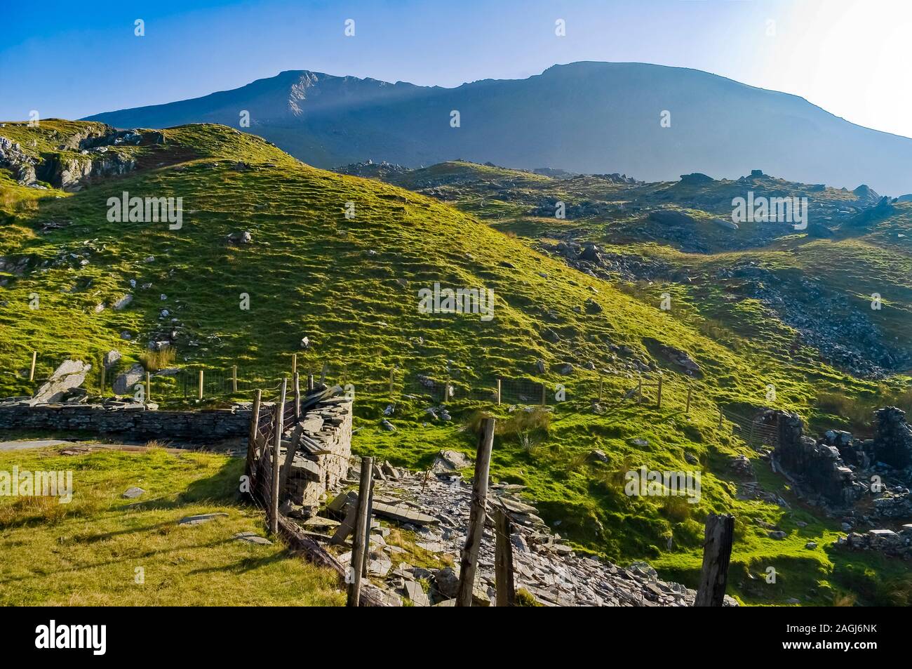 Large spoil heap above the adit entrance of Croesor Slate Mine in North ...