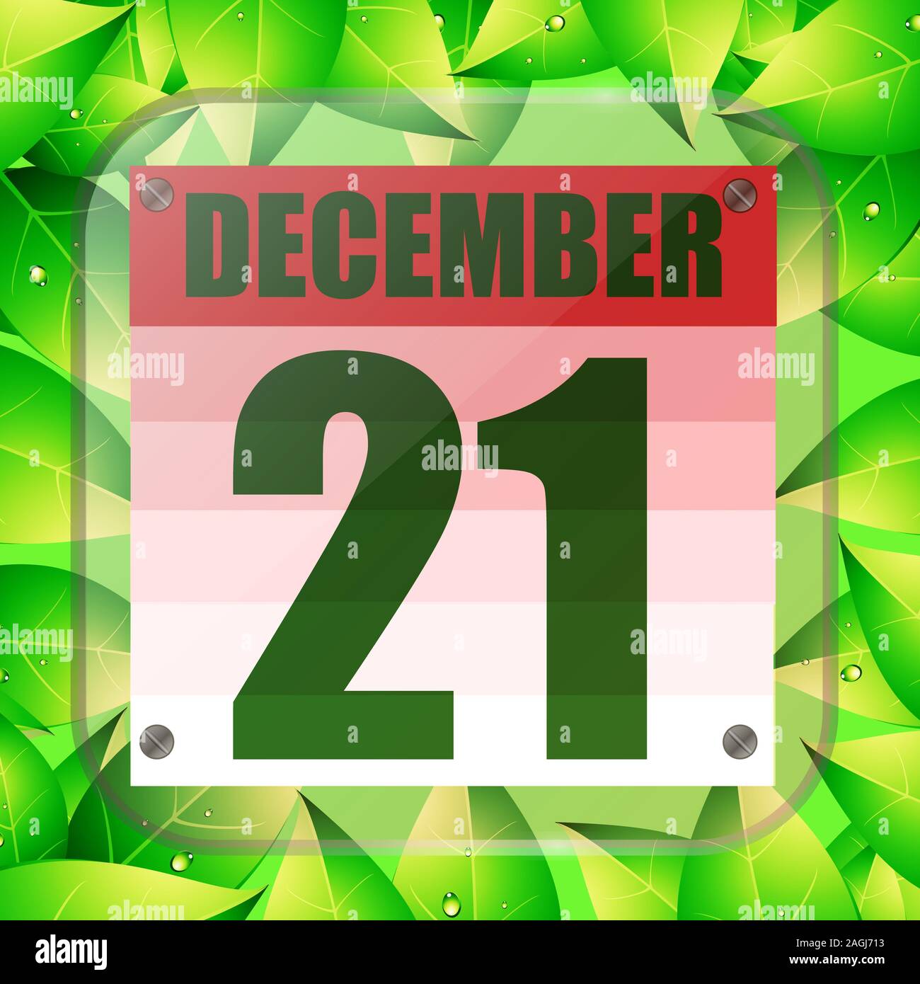 December 21 icon. For planning important day with green leaves. Banner ...