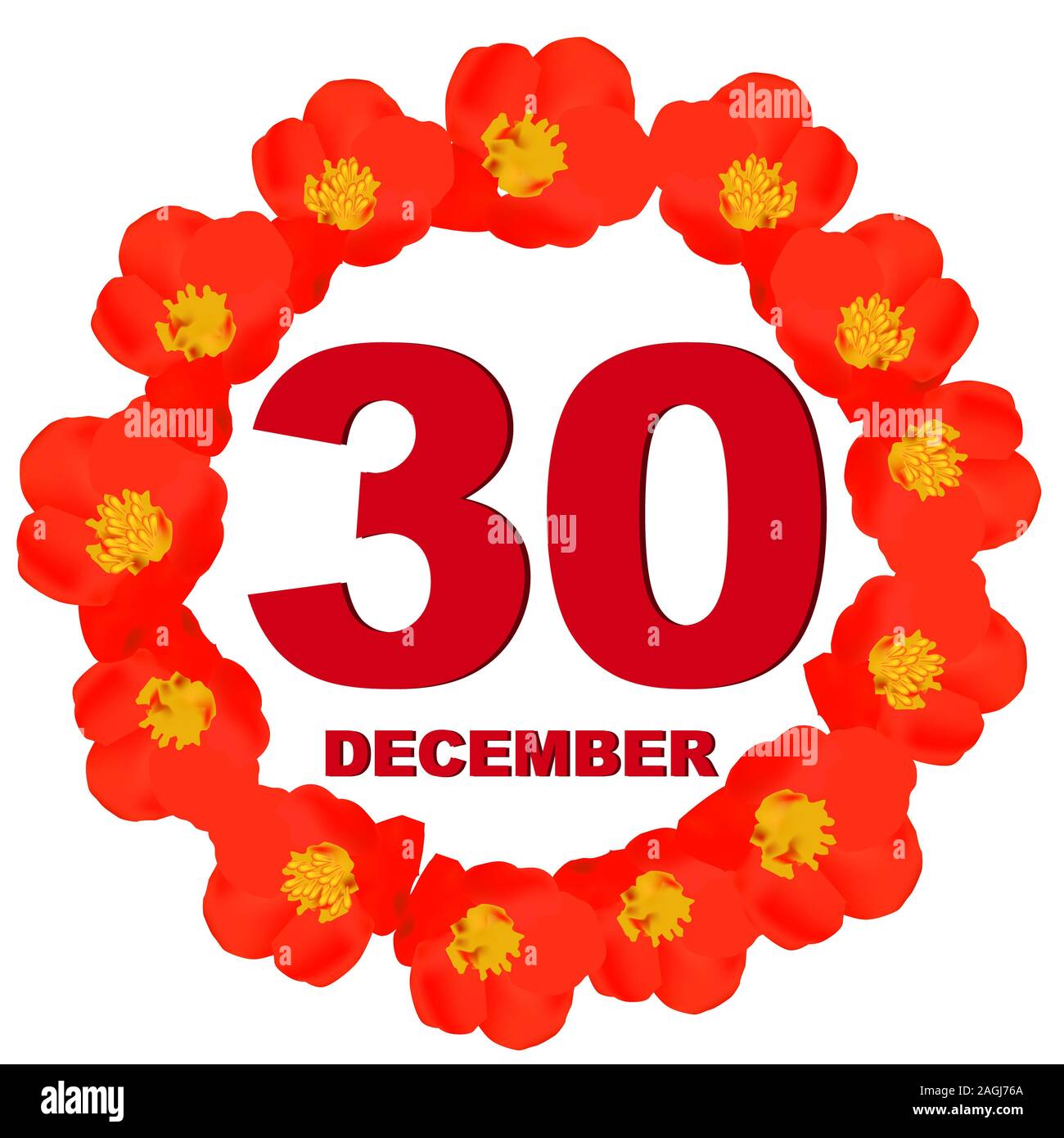 December 30 icon. For planning important day with flowers. Banner for ...