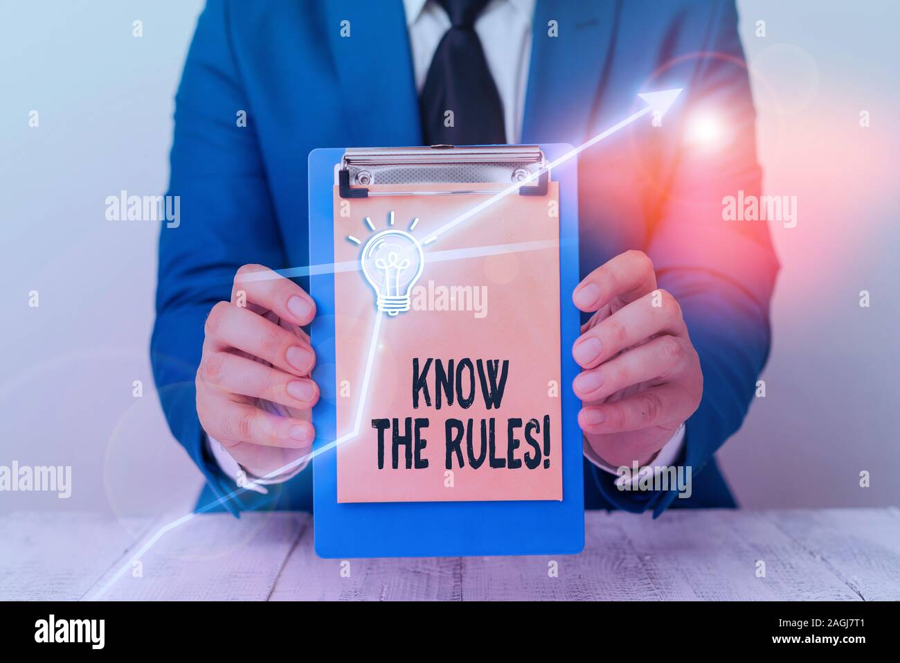 Writing note showing Know The Rules. Business concept for set explicit ...