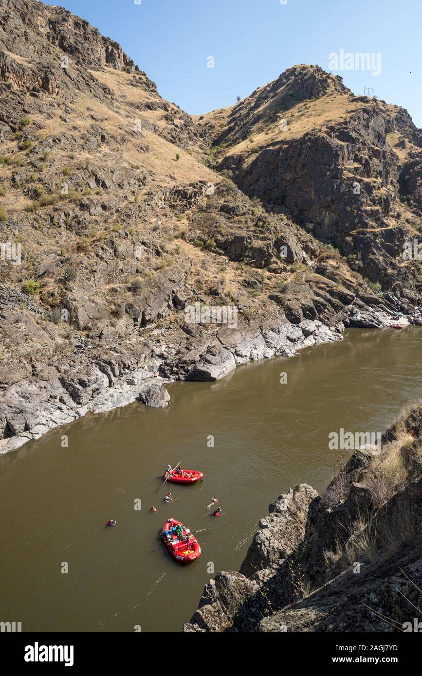 People floating in the water on a river trip on Idaho's Lower Salmon ...