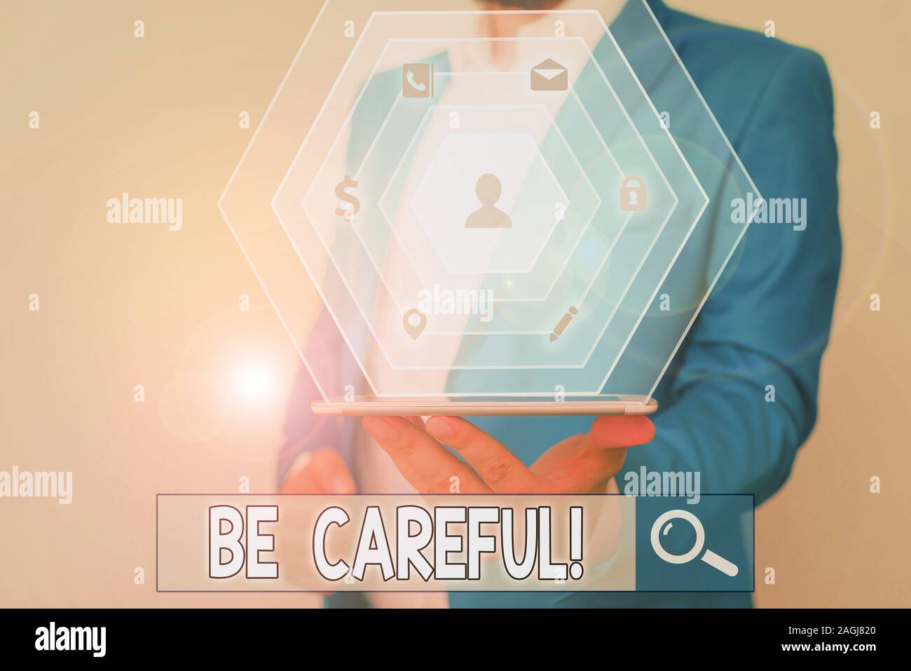 Conceptual hand writing showing Be Careful. Concept meaning making sure ...