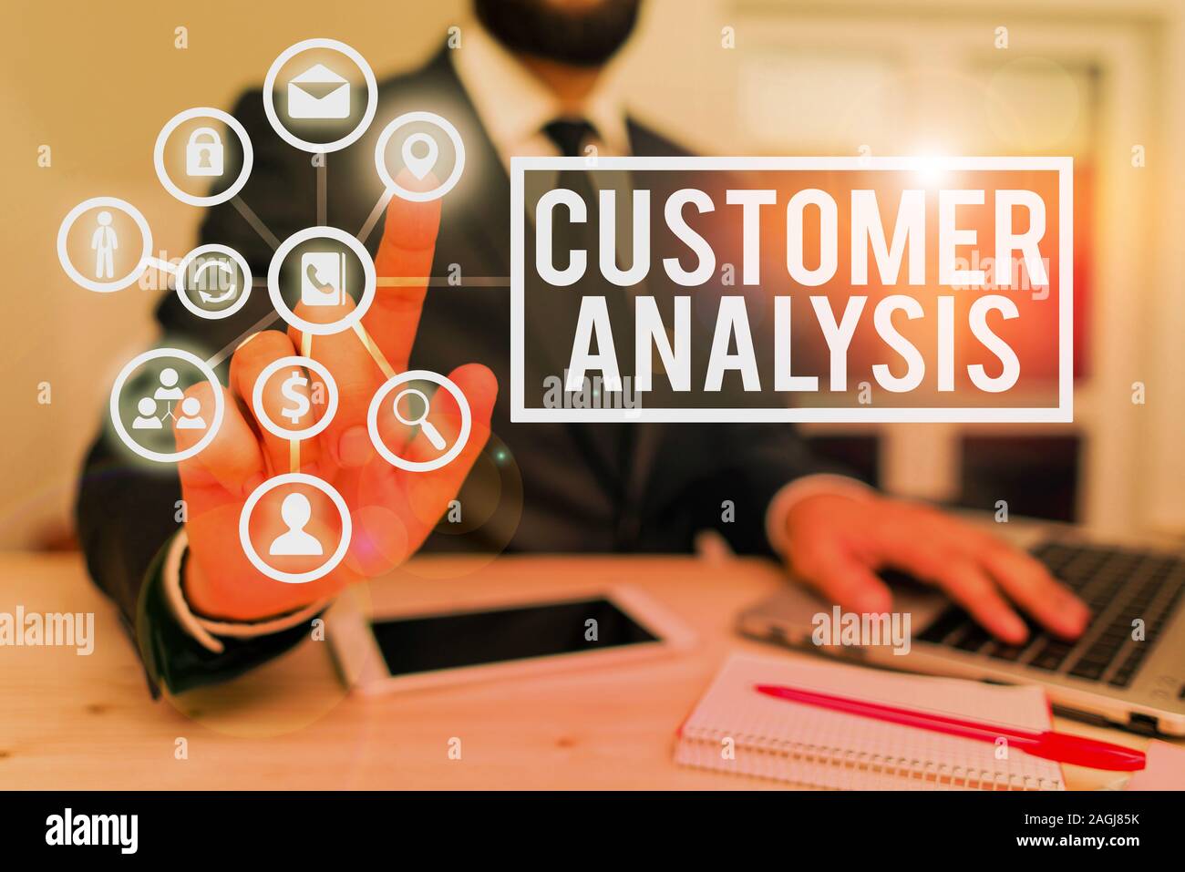 Writing note showing Customer Analysis. Business concept for systematic ...
