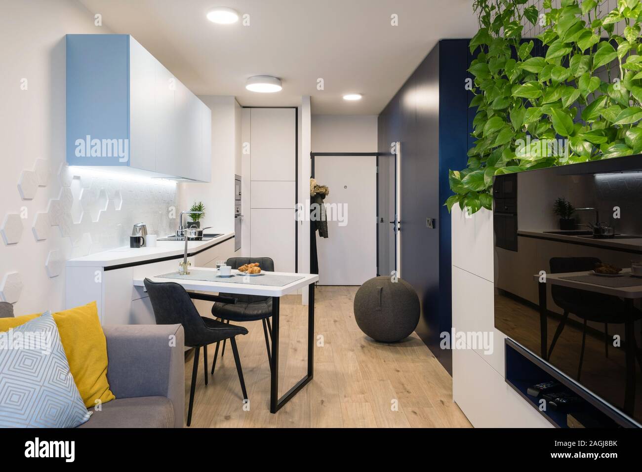 Interior of modern small apartment Stock Photo - Alamy