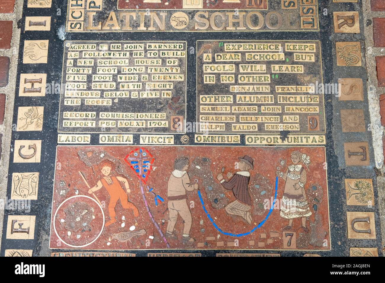 Mosaic on Boston Sidewalk, part of the freedom trail, Oldest school in ...