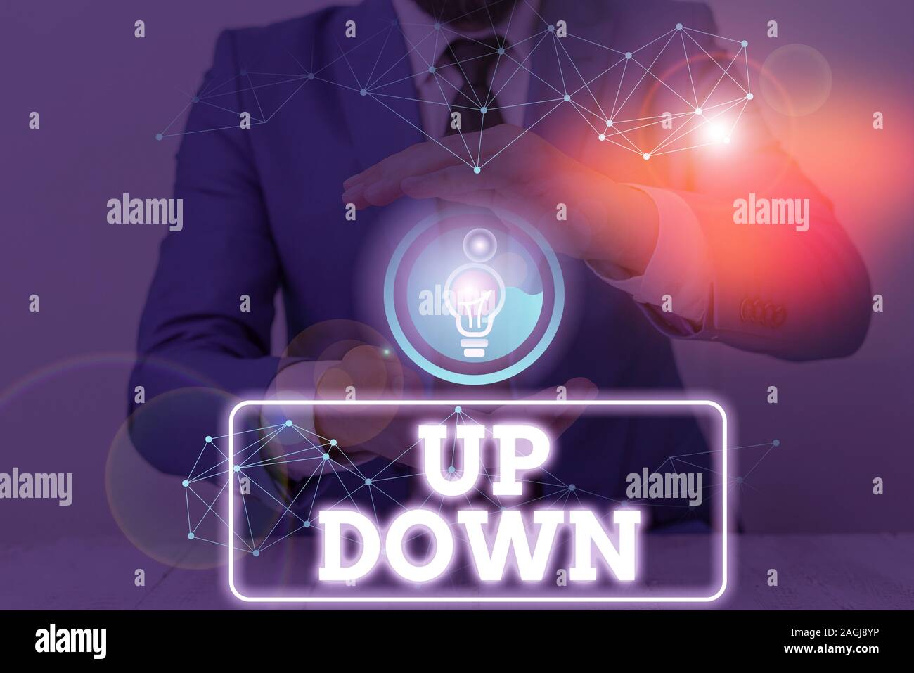 Conceptual hand writing showing Up Down. Concept meaning To look or to feel updown Look or to ...