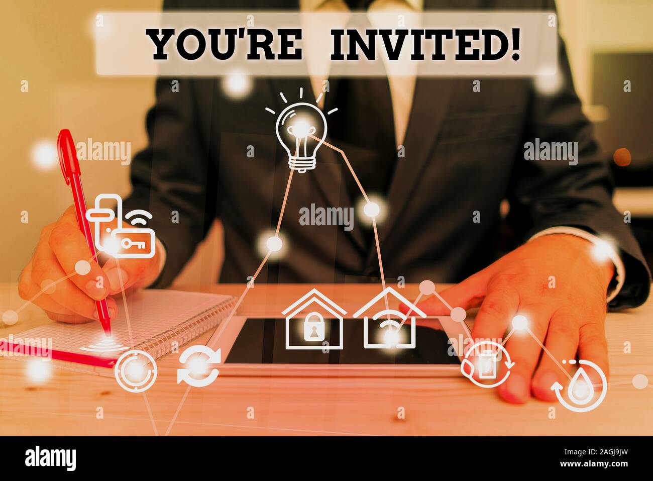 Writing note showing You Re Invited. Business concept for make a polite ...