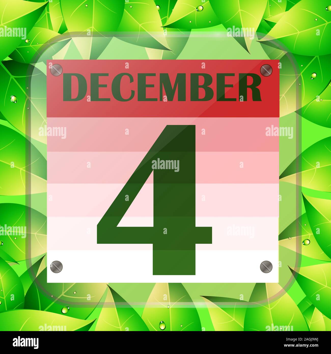 December 4 icon. Calendar date for planning important day with green ...