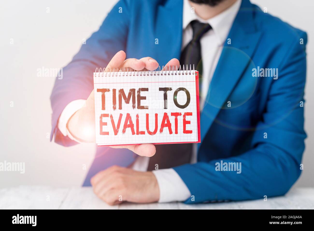 Conceptual hand writing showing Time To Evaluate. Concept meaning judge ...