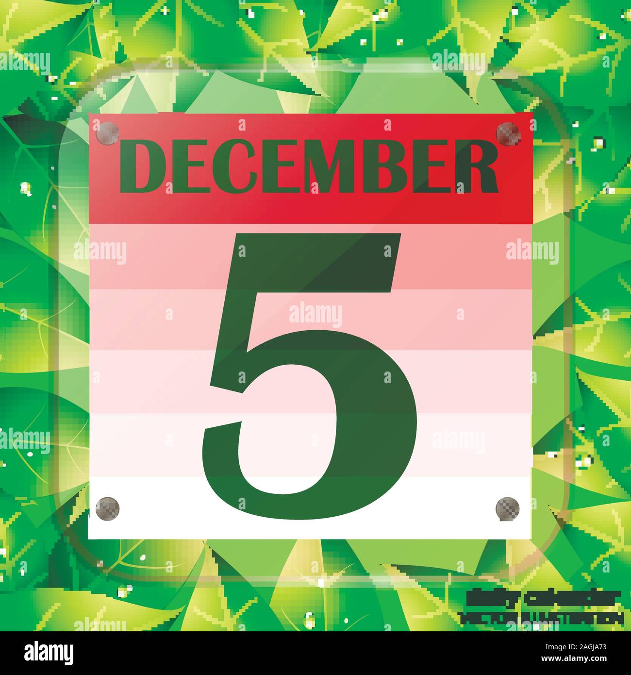 December 5 icon. Calendar date for planning important day with green ...