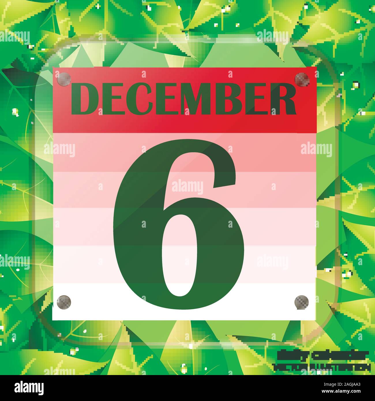 December 6 icon. Calendar date for planning important day with green ...