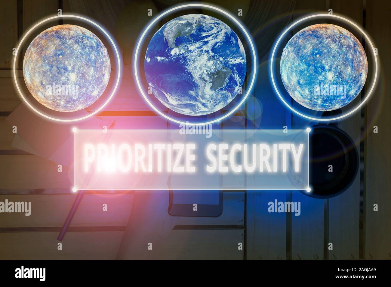 Writing note showing Prioritize Security. Business concept for ...