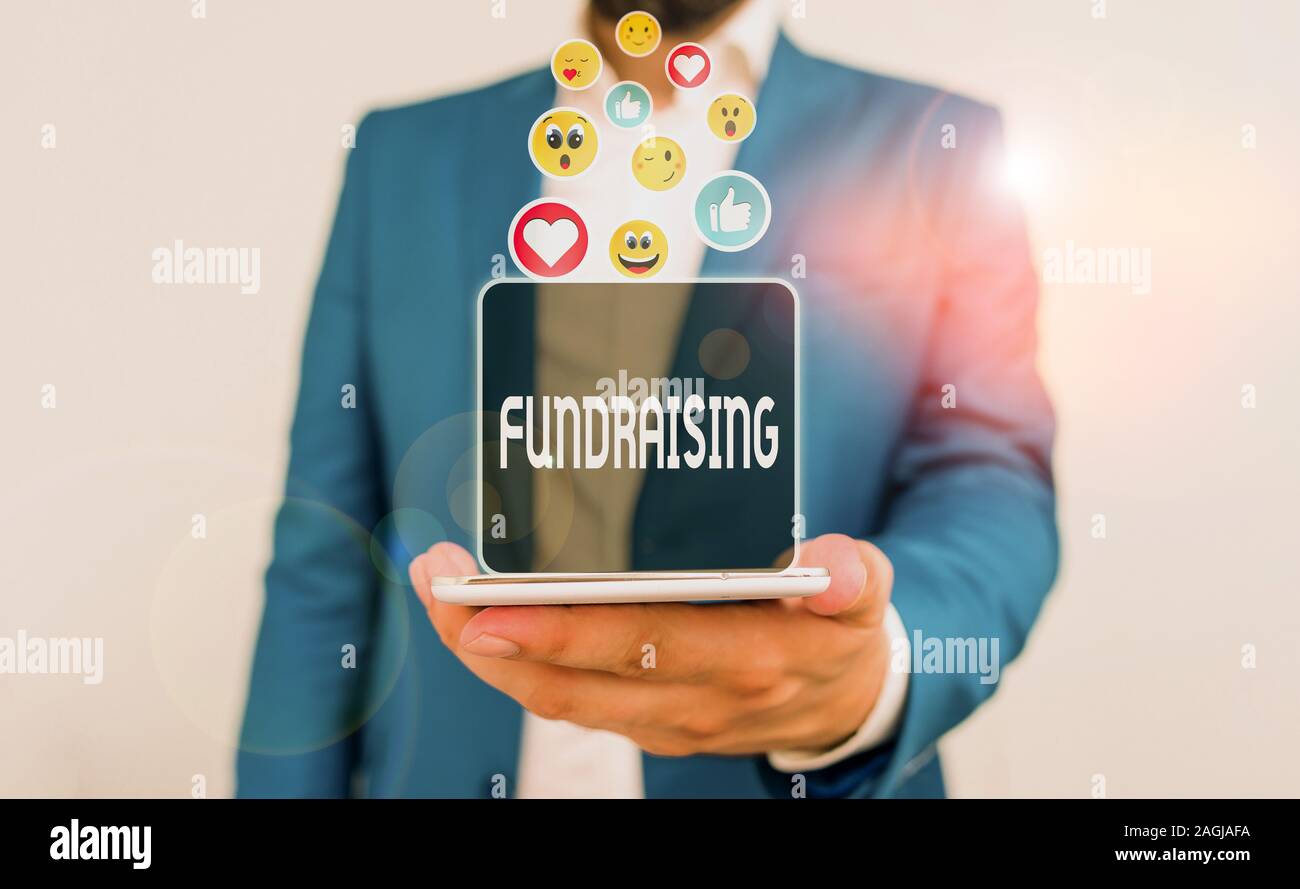 Conceptual hand writing showing Fundraising. Concept meaning seeking to ...