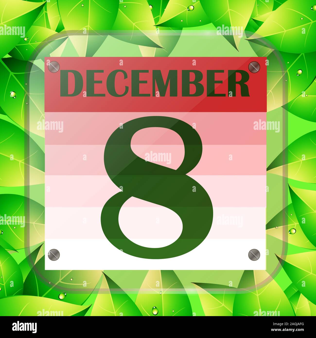 December 8 icon. Calendar date for planning important day with green ...