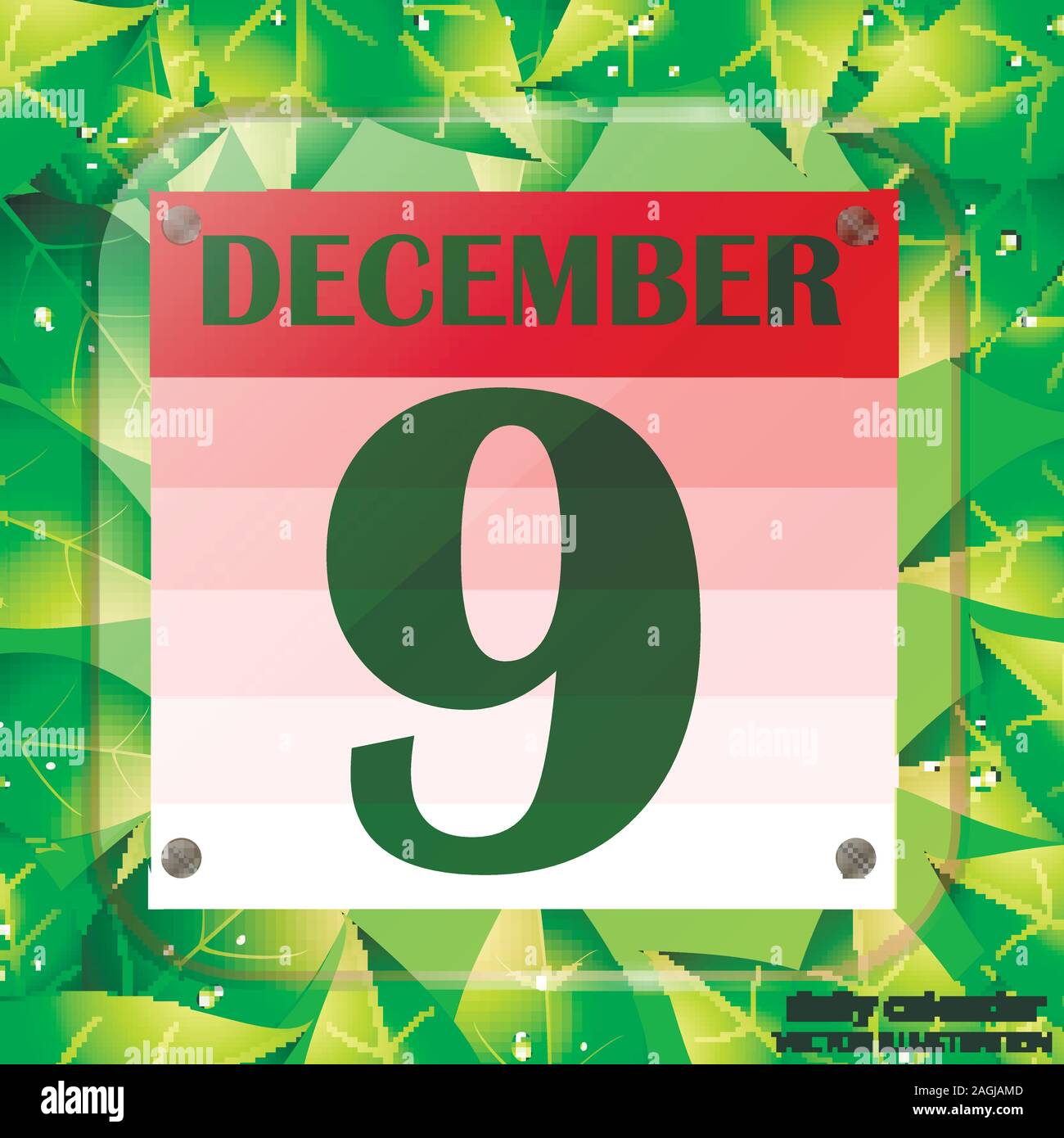 December 9 icon. Calendar date for planning important day with green ...