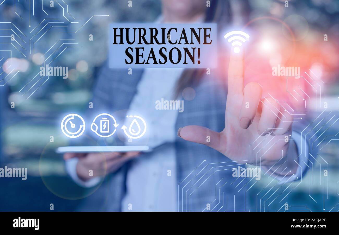 Handwriting text writing Hurricane Season. Conceptual photo time when ...