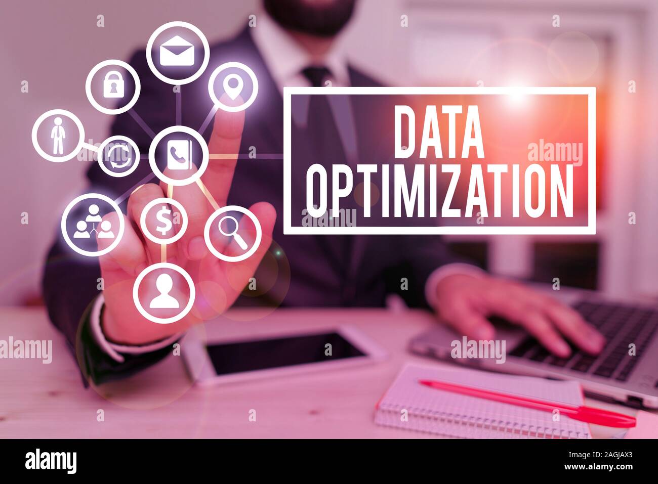 Writing note showing Data Optimization. Business concept for process ...