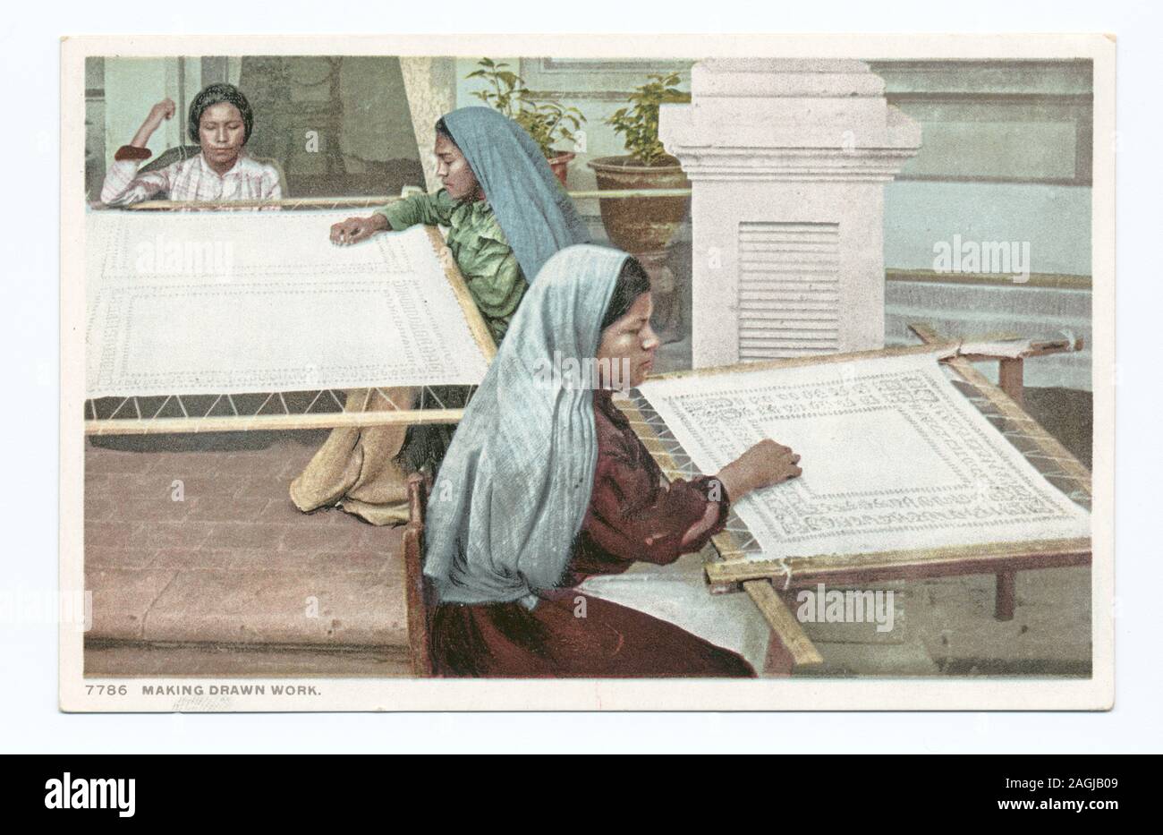 Postcard series number: 7786 1903-1904.; Making Mexican Drawn Work ...