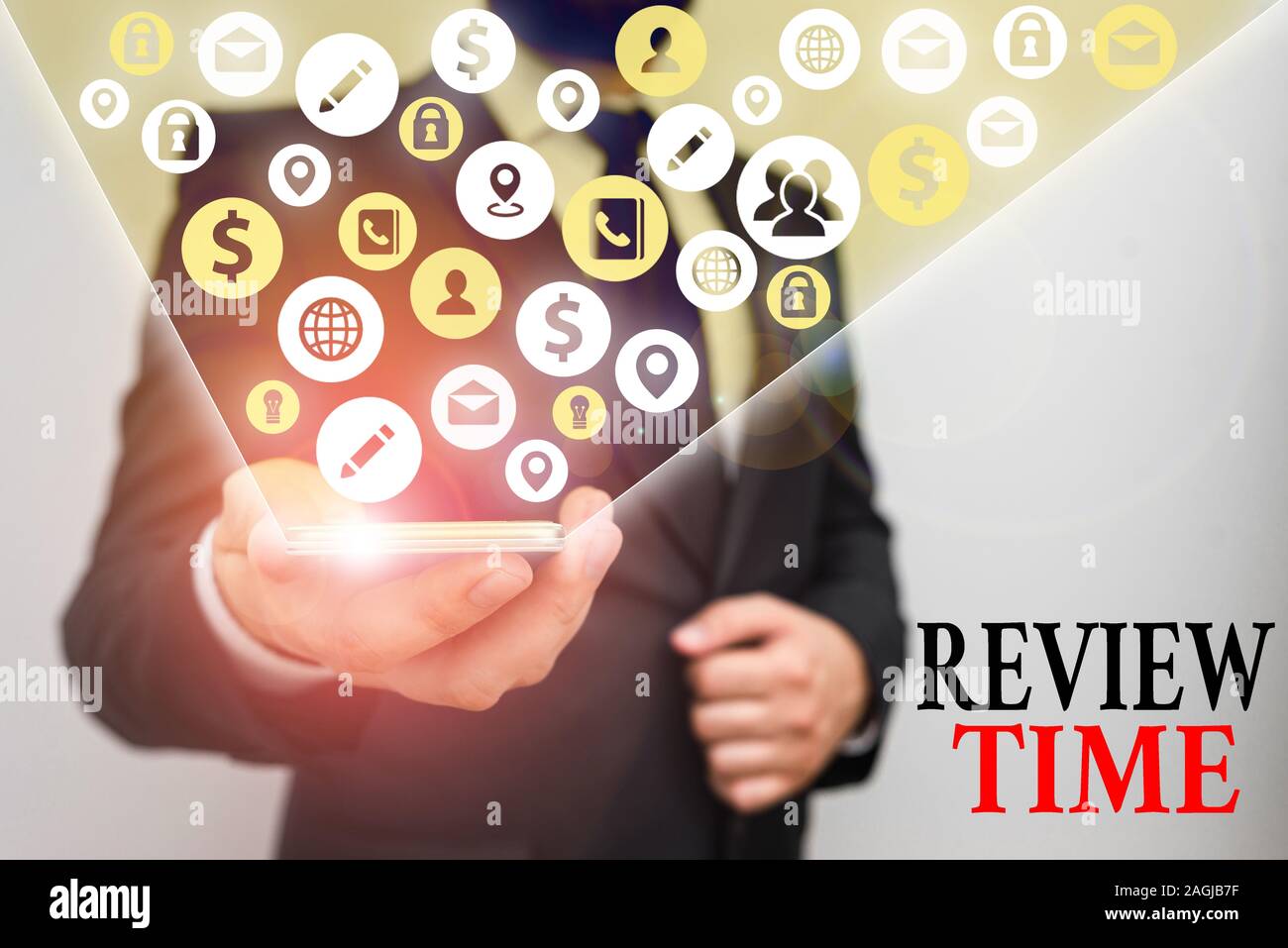 Writing note showing Review Time. Business concept for to think or talk ...