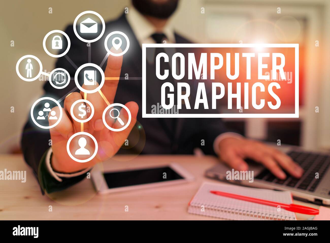 Writing note showing Computer Graphics. Business concept for visual ...
