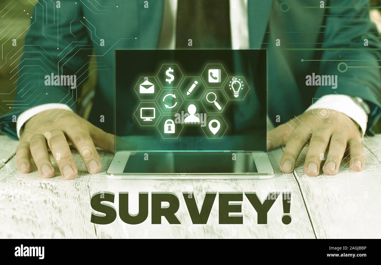 Word writing text Survey. Business photo showcasing research method ...