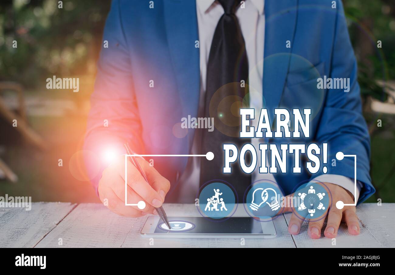 Conceptual hand writing showing Earn Points. Concept meaning collecting ...