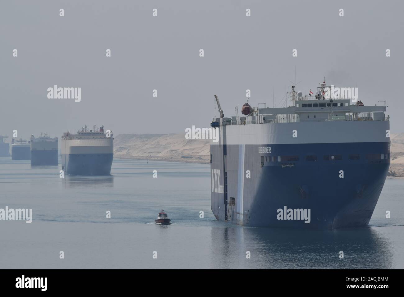 Selene Leader leading a convoy north on the Suez Canal approaching Port ...