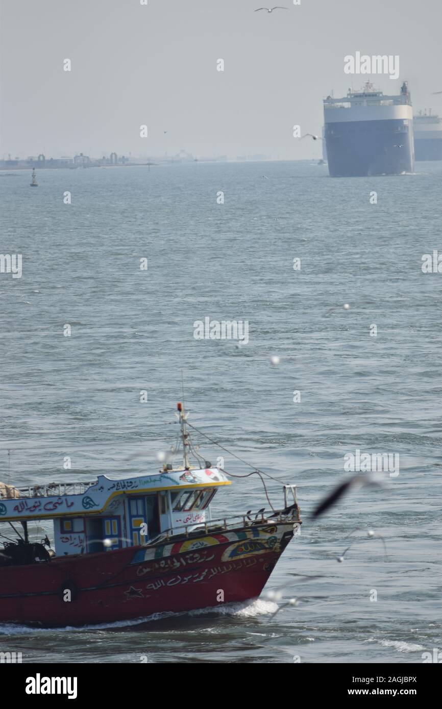 Fishing boat off Port Saeed Egypt Stock Photo - Alamy