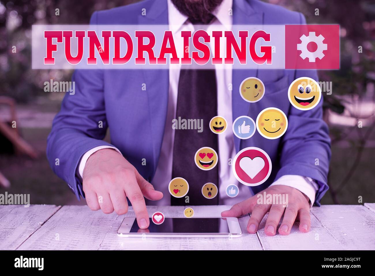 Conceptual hand writing showing Fundraising. Concept meaning seeking to ...