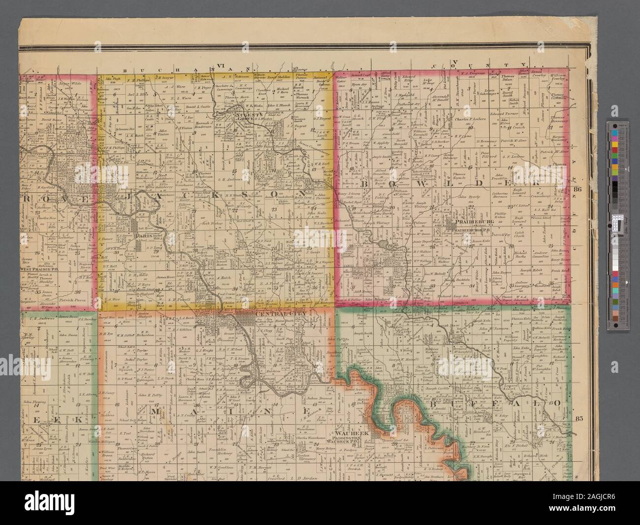 Shows townships, property boundaries, and owners' names. Includes list ...