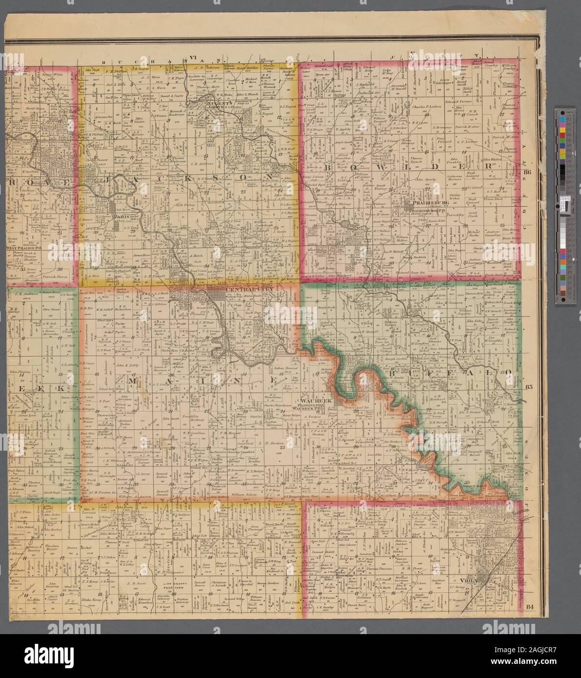Shows townships, property boundaries, and owners' names. Includes list ...
