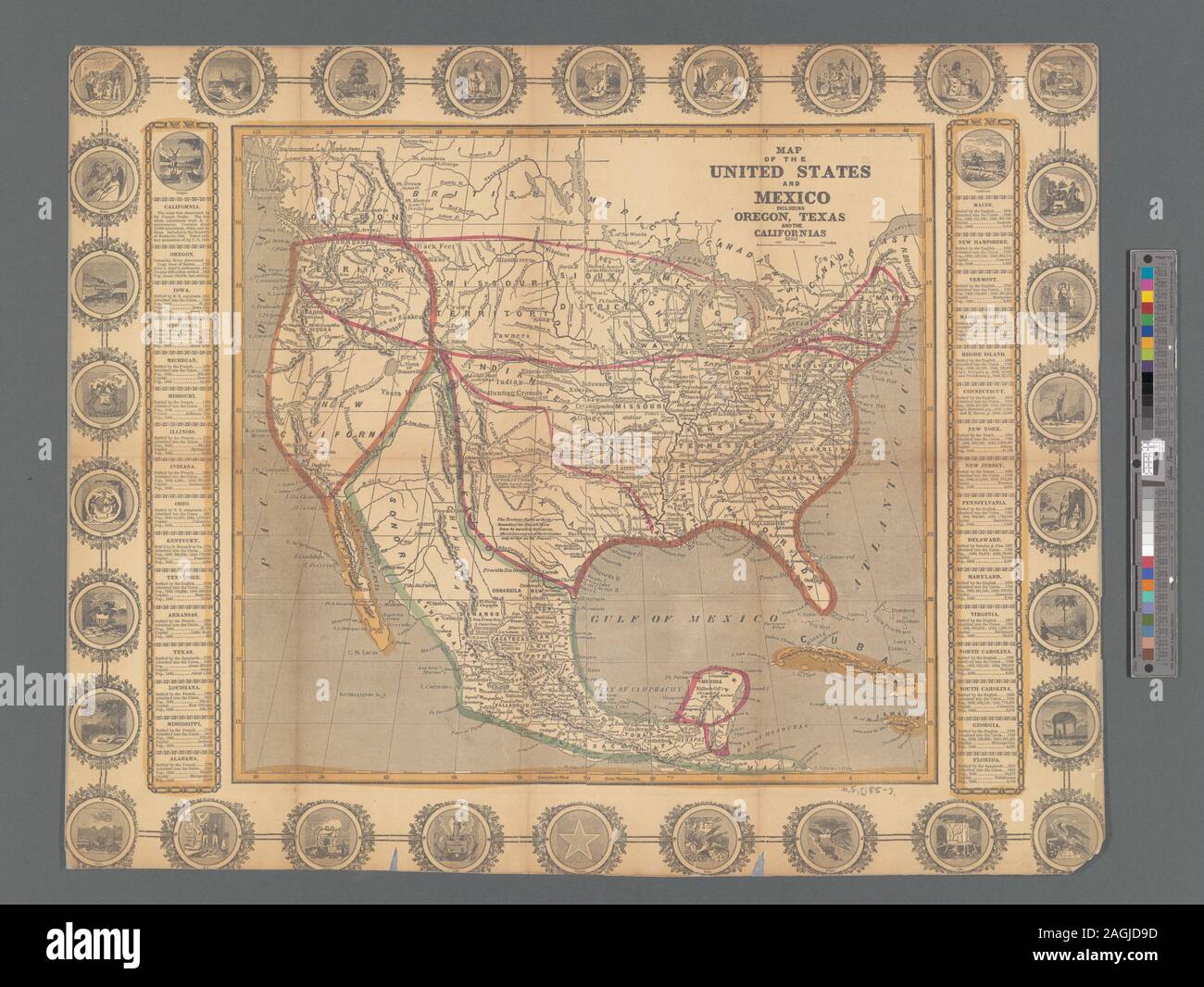 Ornamental Map Of The United States And Mexico Hi Res Stock Photography