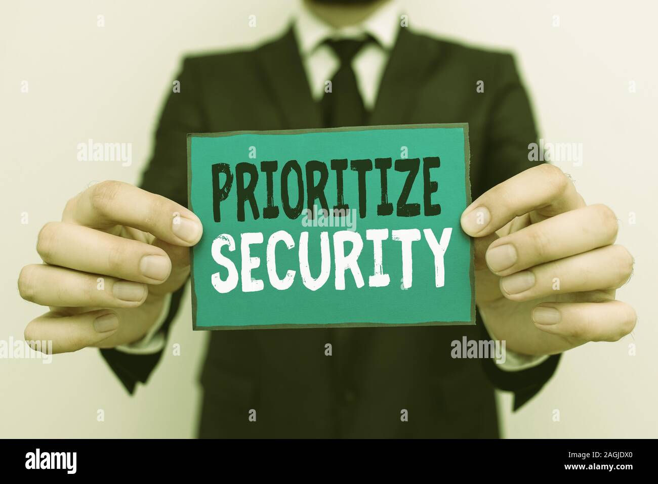 Writing Note Showing Prioritize Security Business Concept For