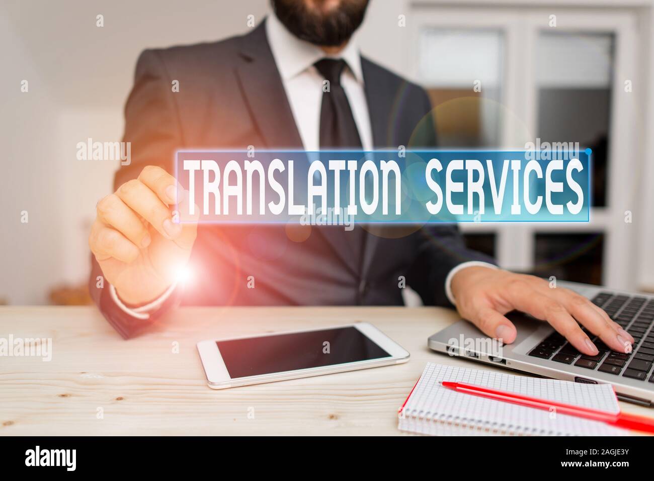 Writing note showing Translation Services. Business concept for ...