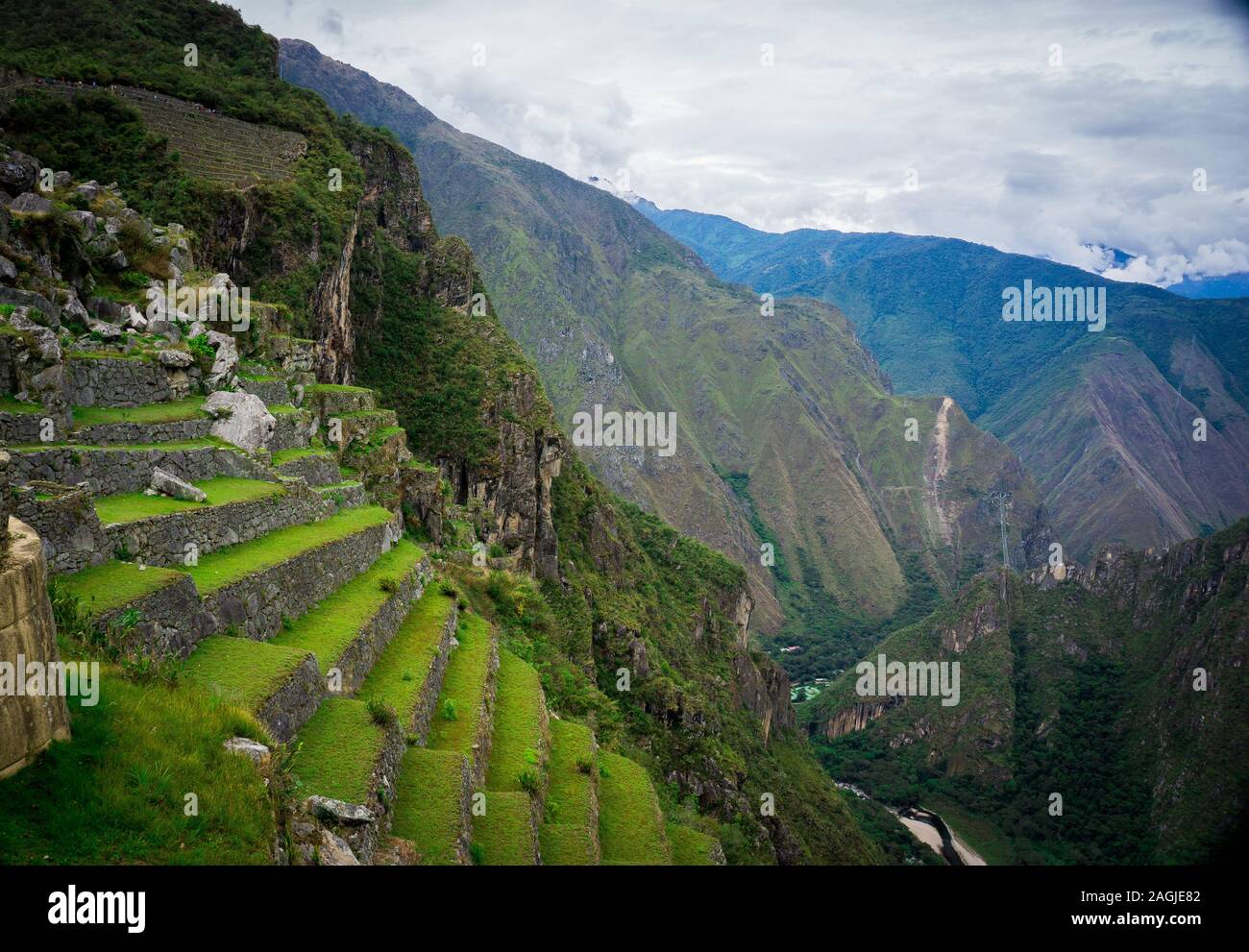 The terraces or agricultural platforms of the Inca Empire, Machu Picchu ...