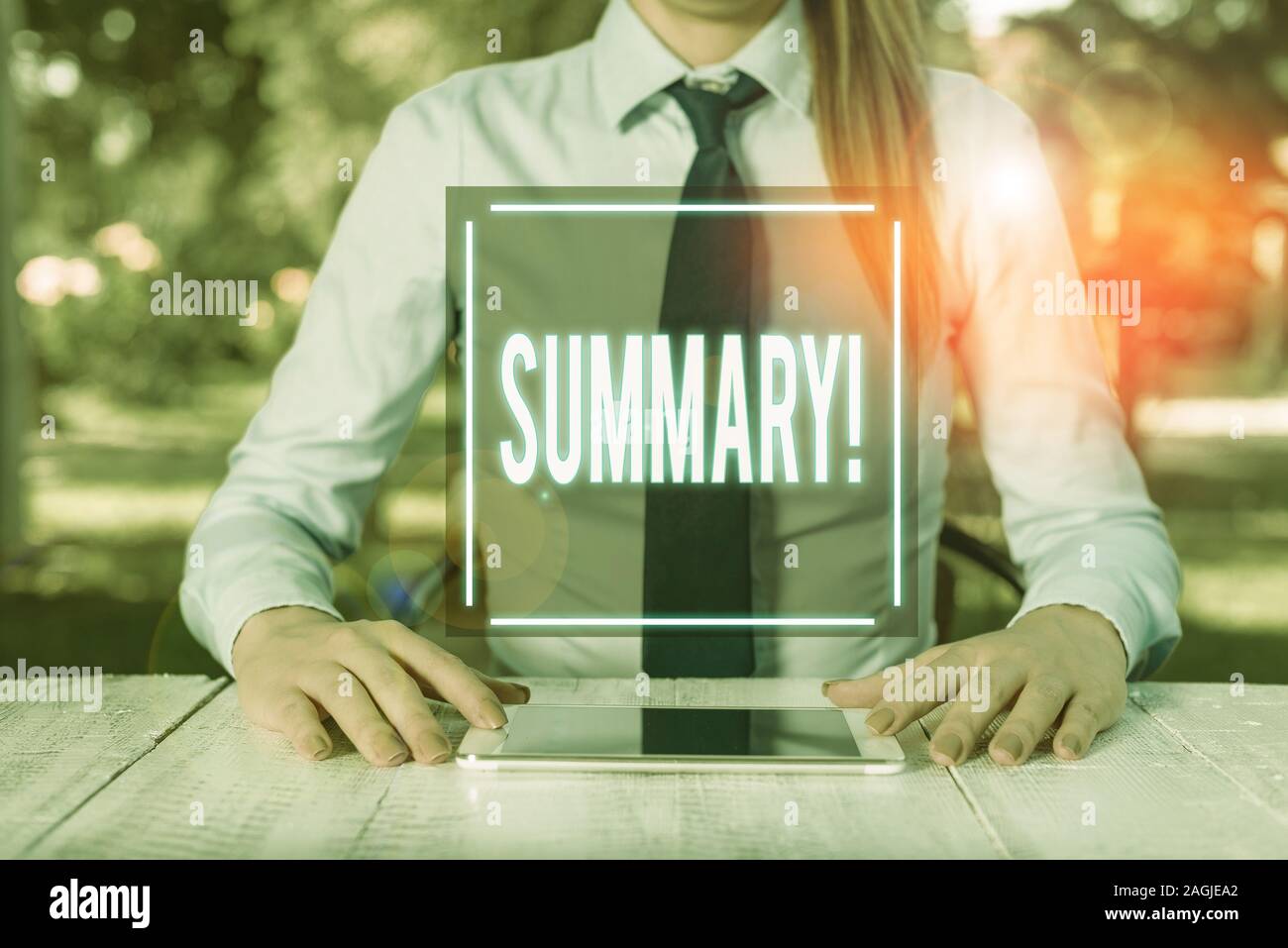 Text sign showing Summary. Business photo text brief statement or ...