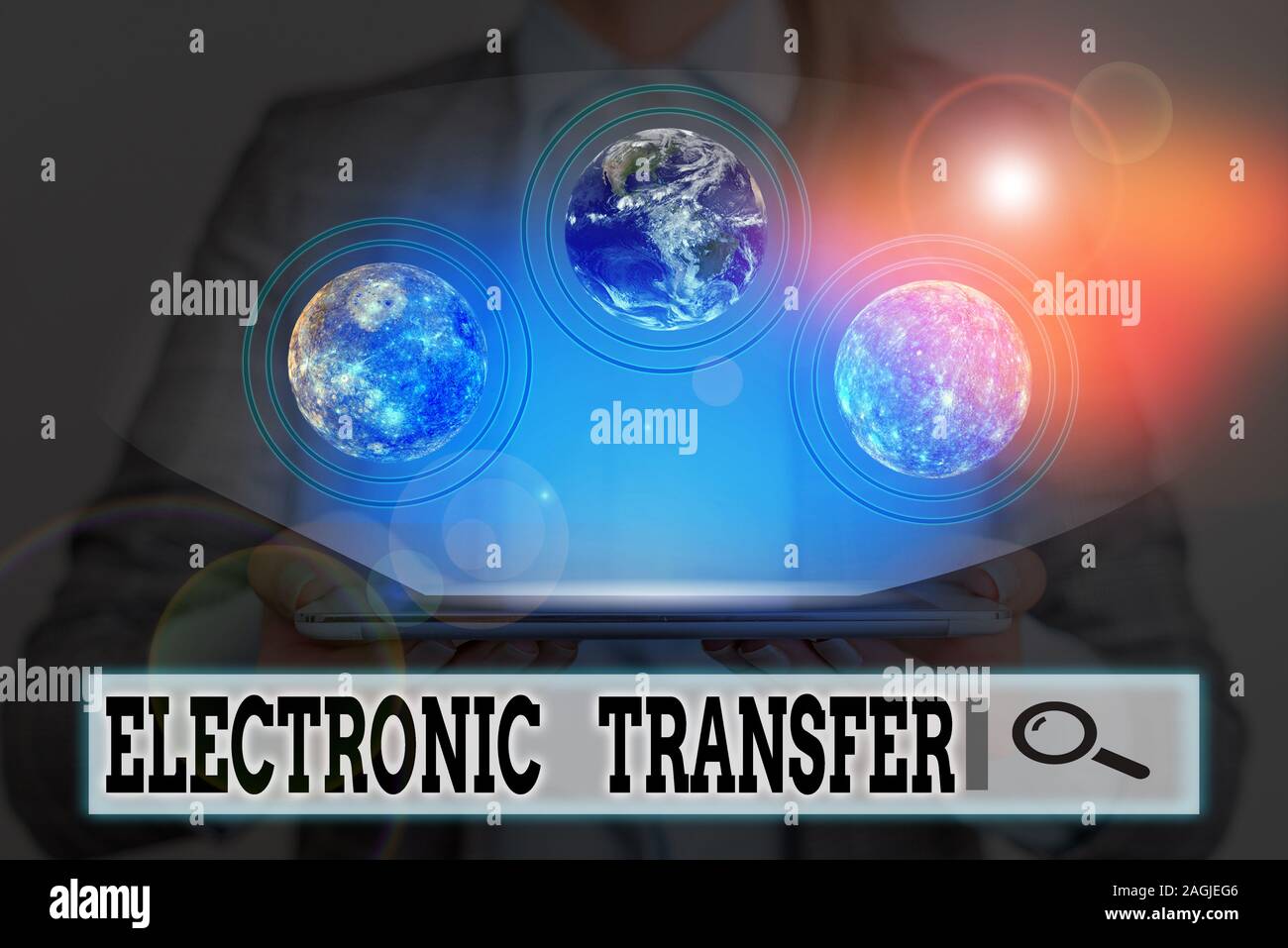 Writing note showing Electronic Transfer. Business concept for ...
