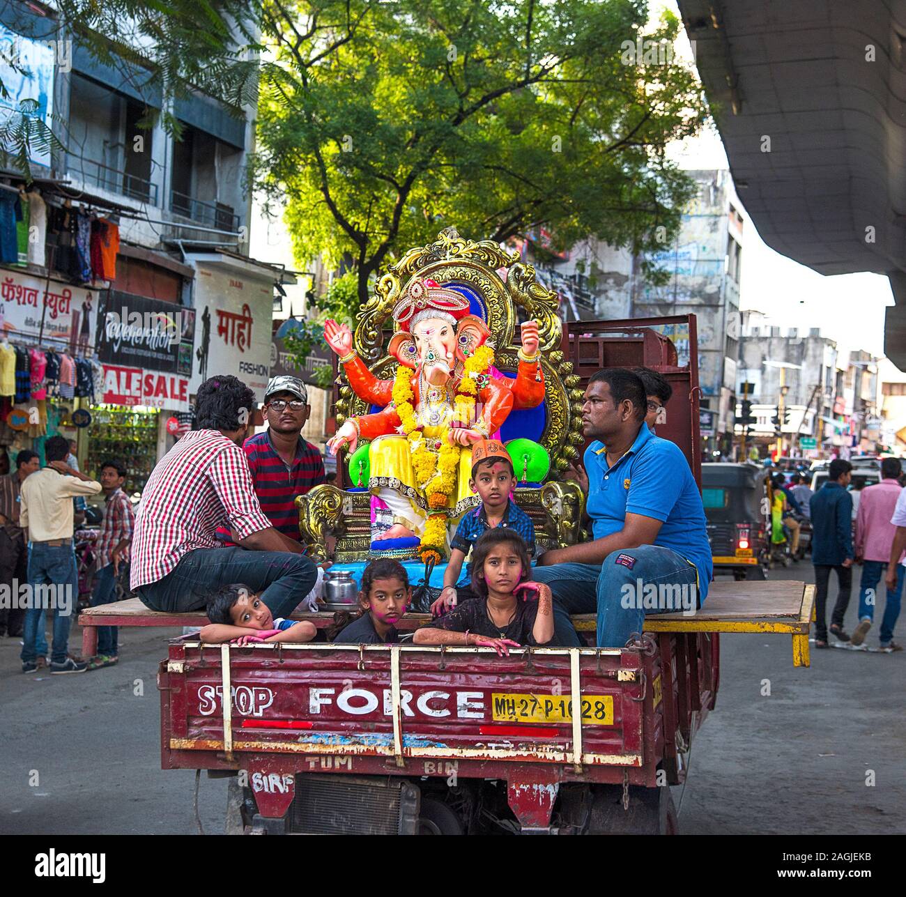 AMRAVATI, MAHARASHTRA, INDIA - SEPTEMBER 05: Lord Ganesha procession ...