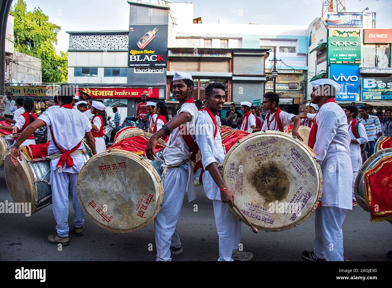 AMRAVATI, MAHARASHTRA, INDIA - SEPTEMBER 05: Lord Ganesha procession ...