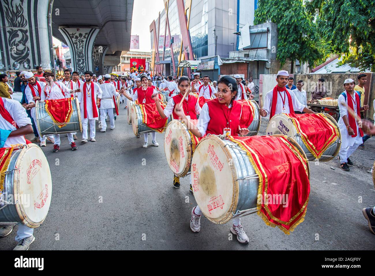 AMRAVATI, MAHARASHTRA, INDIA - SEPTEMBER 05: Lord Ganesha procession ...