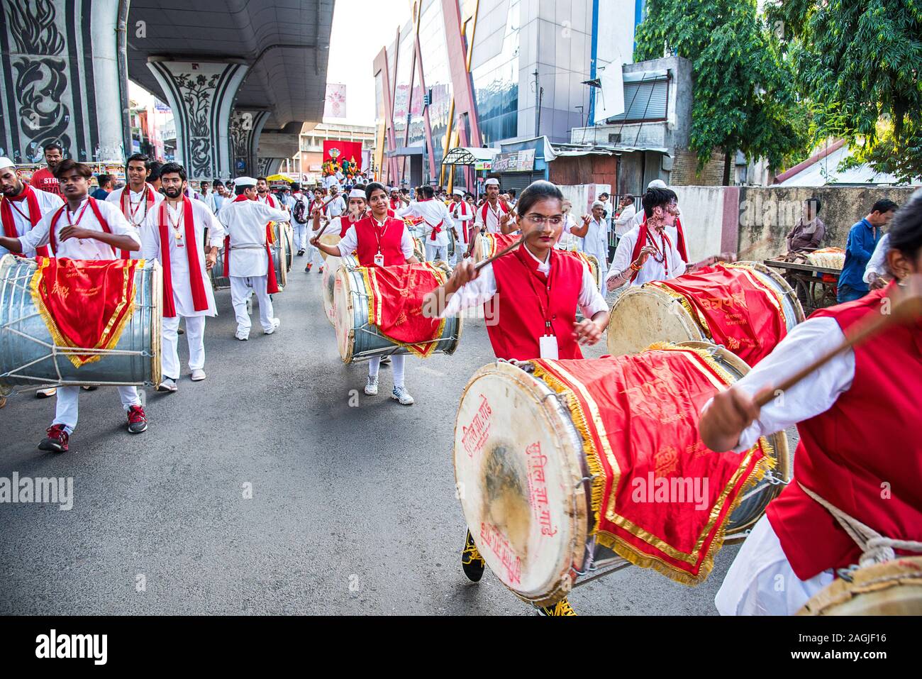 AMRAVATI, MAHARASHTRA, INDIA - SEPTEMBER 05: Lord Ganesha procession ...