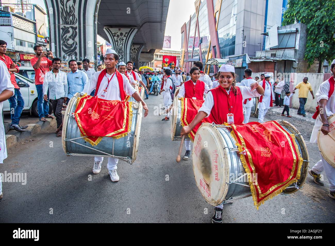 AMRAVATI, MAHARASHTRA, INDIA - SEPTEMBER 05: Lord Ganesha procession ...