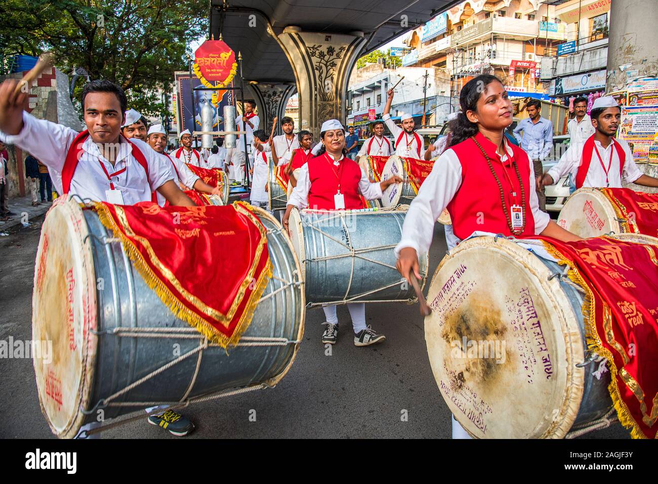 AMRAVATI, MAHARASHTRA, INDIA - SEPTEMBER 05: Lord Ganesha procession ...