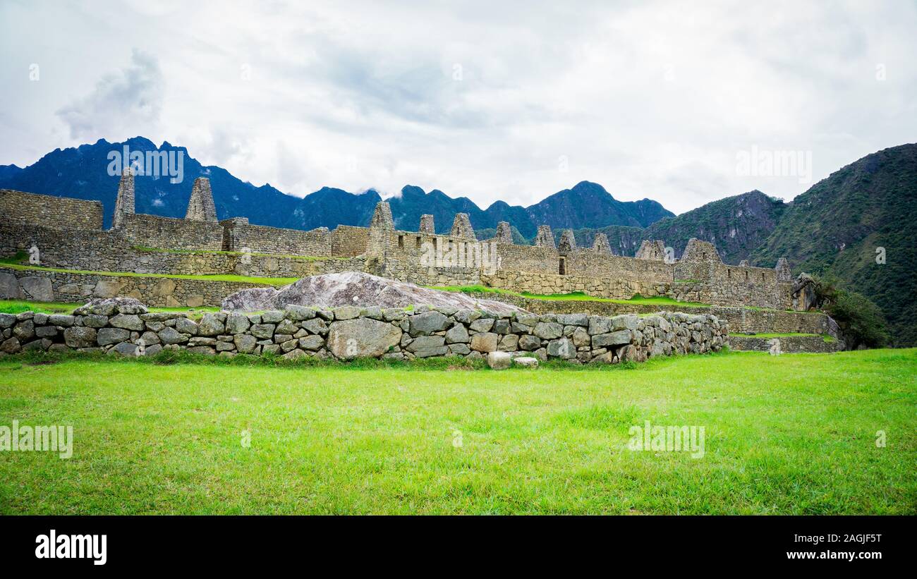 Inca architecture of the sacred valley of Machu Pichu, Cusco Peru Stock ...