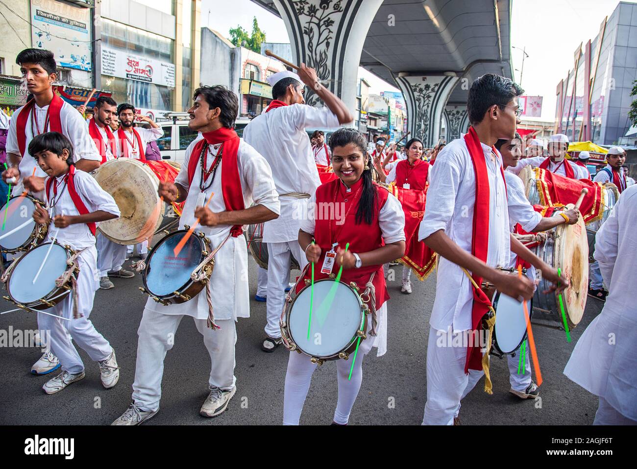 AMRAVATI, MAHARASHTRA, INDIA - SEPTEMBER 05: Lord Ganesha procession ...