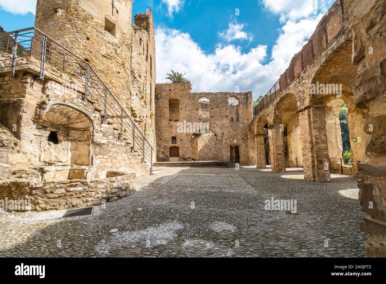The interior of the ancient ruins of Doria castle or castrum, built in ...